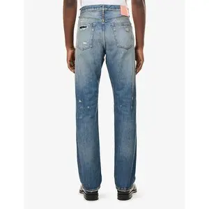 Acne Studios 1996m Blue Map Distressed Straight-leg Denim Jeans