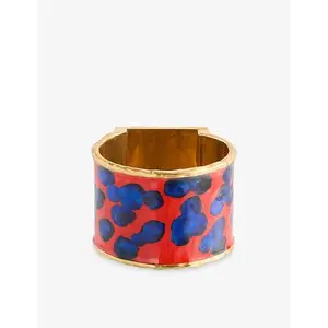Dries Van Noten Handmade Painted Brass And Enamel Cuff Bracelet - Red