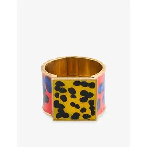 Dries Van Noten Handmade Painted Brass And Enamel Cuff Bracelet - Red