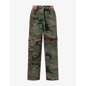 NAHMIAS Embroidered -print Cotton Cargo Trousers - Camo