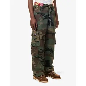 NAHMIAS Embroidered -print Cotton Cargo Trousers