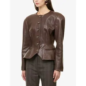 Magda Butrym Peplum-hem Slim-fit Leather Jacket