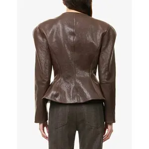 Magda Butrym Peplum-hem Slim-fit Leather Jacket