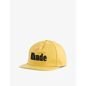 Rhude Logo-embroidered Leather Cap - Yellow