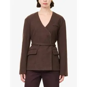 4TH & RECKLESS Luca Herringbone Tie-waist Wrap Woven Jacket