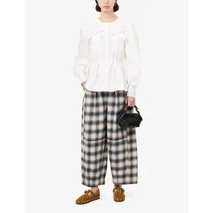 DAMSON MADDER Mara Checked Barrel-leg Cotton Trouser