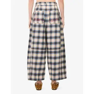 DAMSON MADDER Mara Checked Barrel-leg Cotton Trouser