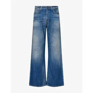 Acne Studios 2021m Stained Straight-leg Denim Jeans - Mid Blue
