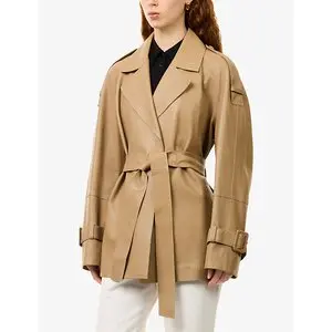 Nour Hammour Nera Belted Leather Jacket