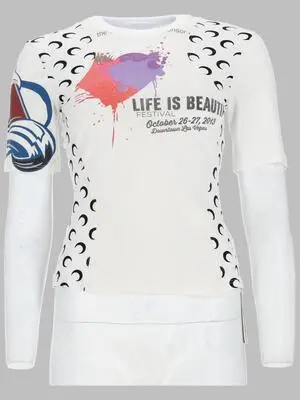 MARINE SERRE T-shirt Upcycled Con Stampa - White