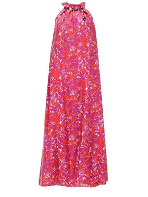 Max Mara Abito In Twill Di Seta Stampata - Pink