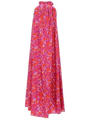 Max Mara Abito In Twill Di Seta Stampata - Pink