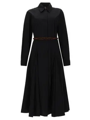 Max Mara Abito Chemisier In Popeline - Black