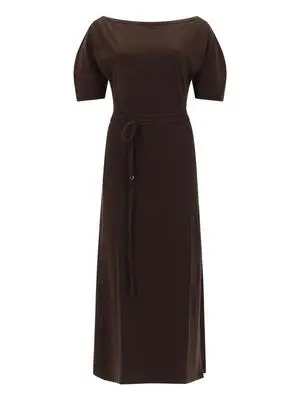 LEMAIRE Cotton And Linen Midi Dress - Brown
