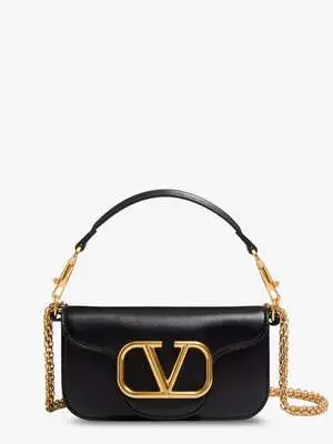 Valentino Garavani Locò Leather Shoulder Bag - Black