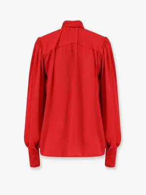 ACTUALEE Satin Shirt With Padded Shoulders