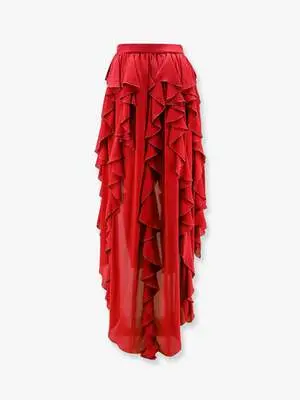 ACTUALEE Satin Ruffled Skirt