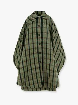 Chloé Madras Wool Cape Coat