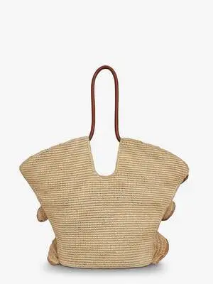Zimmermann Goldentime Raffia Shoulder Bag With Ruffles