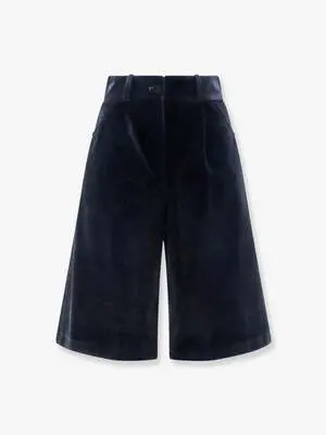 ACTUALEE Velvet Bermuda Shorts - Blue