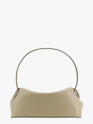 TOTEME Tlock Hammered Leather Crossbody Bag - Beige
