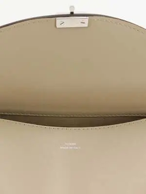 TOTEME Tlock Hammered Leather Crossbody Bag - Beige