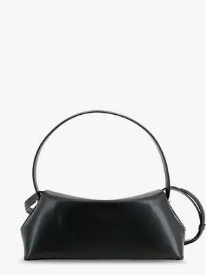 TOTEME Hammered Leather Tlock Shoulder Bag - Black