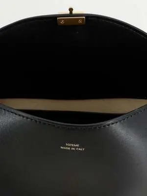 TOTEME Hammered Leather Tlock Shoulder Bag - Black