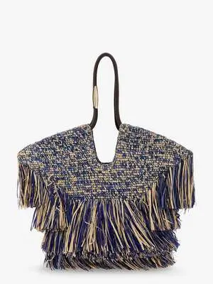 Zimmermann Goldentime Raffia Shoulder Bag - Blue