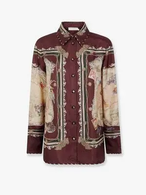 Zimmermann Valiant Silk Twill Shirt - Brown