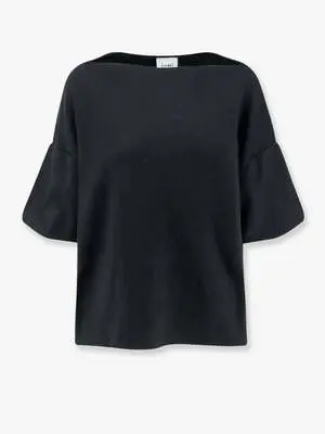 NUDE Wool Blend Boat Neck Sweater - Black
