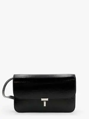 TOTEME Patent Tlock Crossbody Bag - Black