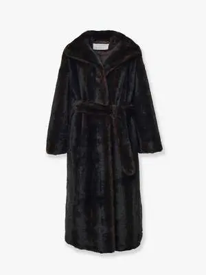 THE FRANKIE SHOP Ravello Faux Fur Coat - Brown