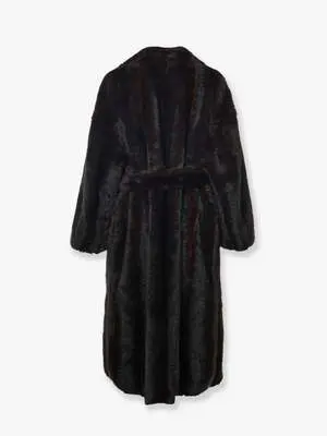 THE FRANKIE SHOP Ravello Faux Fur Coat - Brown