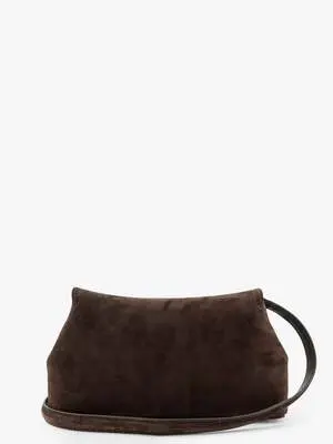 TOTEME Suede Tlock Clutch - Brown