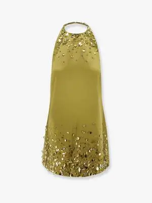 Retrofete Mini Dress With Sequins And Rhinestones - Green