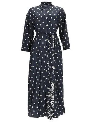 Max Mara Printed Silk Lever Dress - Blue