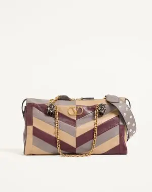 Valentino Garavani Panthea Medium Shoulder Bag In Nappa With A Chevron Pattern