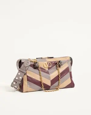 Valentino Garavani Panthea Medium Shoulder Bag In Nappa With A Chevron Pattern