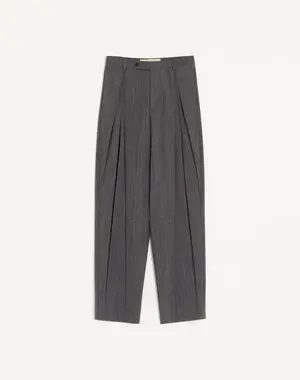 Valentino Garavani Pinstripe Wool Trousers With Pleats - Grey/multicolour