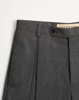 Valentino Garavani Pinstripe Wool Trousers With Pleats