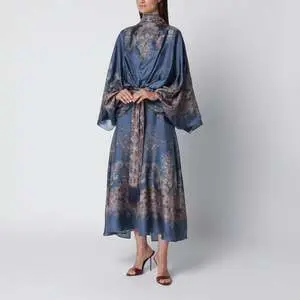Zimmermann Valiant Navy Silk Long Dress - Blue