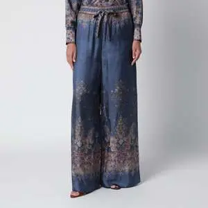 Zimmermann Valiant Navy Blue Silk Trousers Blue