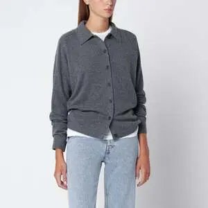 TOTEME Dark Melange Cashmere Cardigan - Grey