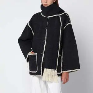 TOTEME Dark Mélange Jacket With Scarf