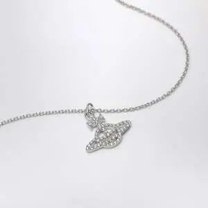 VIVIENNE WESTWOOD Platinum Orb Pendant Necklace With Crystals