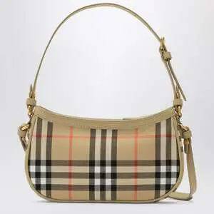 Burberry Sand- Bag With A Checked Pattern In Cotton Canvas
