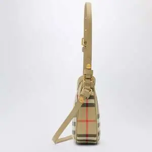 Burberry Sand- Bag With A Checked Pattern In Cotton Canvas