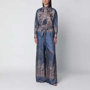 Zimmermann Valiant Relaxed Navy Silk Shirt