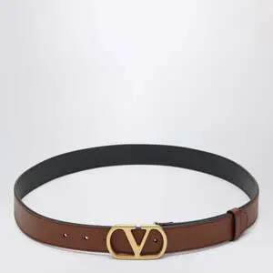 Valentino Garavani Caramel Vlogo Signature Belt In Leather